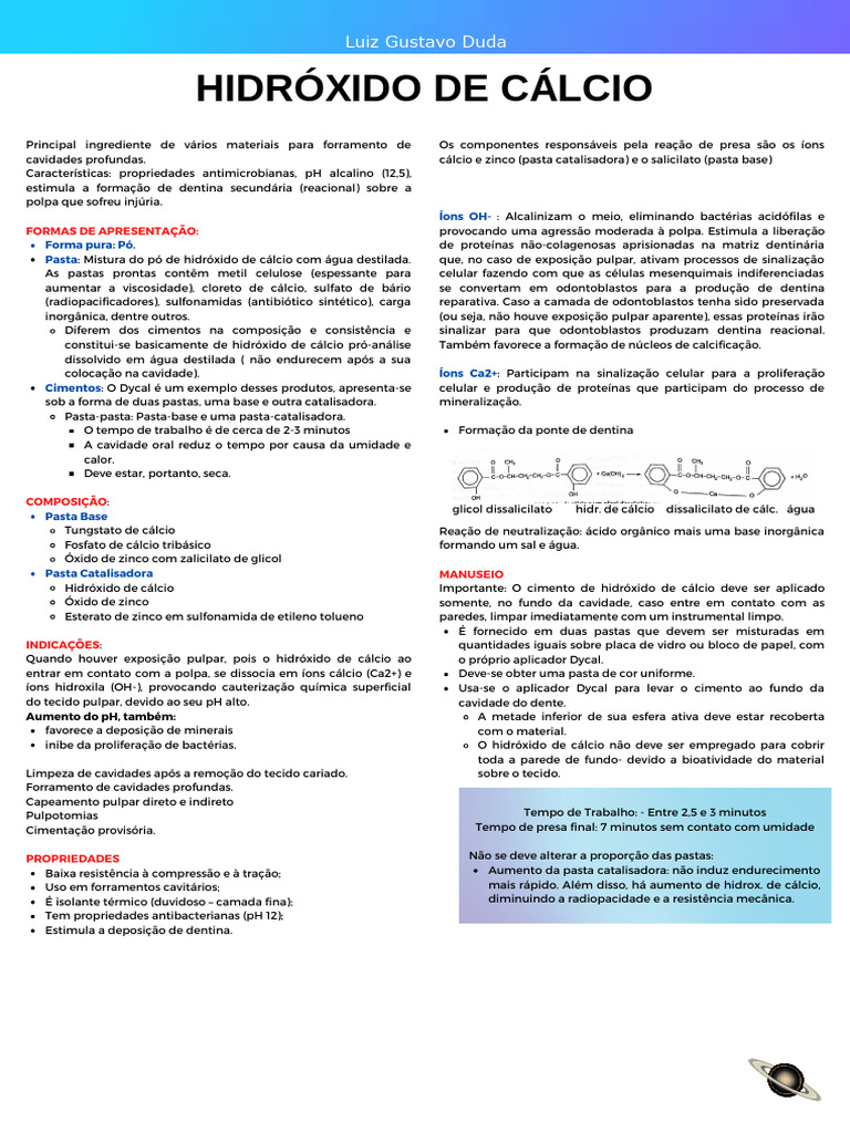 Hidróxido de Cálcio (1) | PDF | Dentina | Cálcio
