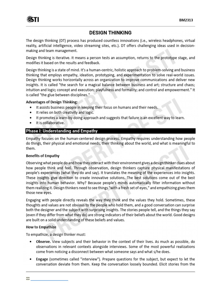10 Handout 1.1 | PDF | Design Thinking | Thought