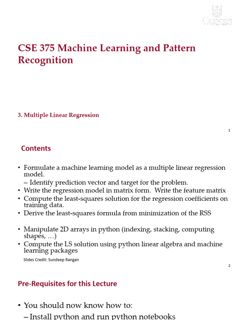 Lec03 MultLinRegression | PDF | Linear Regression | Errors And Residuals