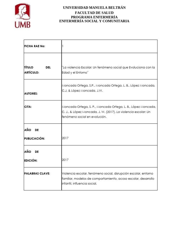 Ficha Rae | PDF | Violencia | Enseñando