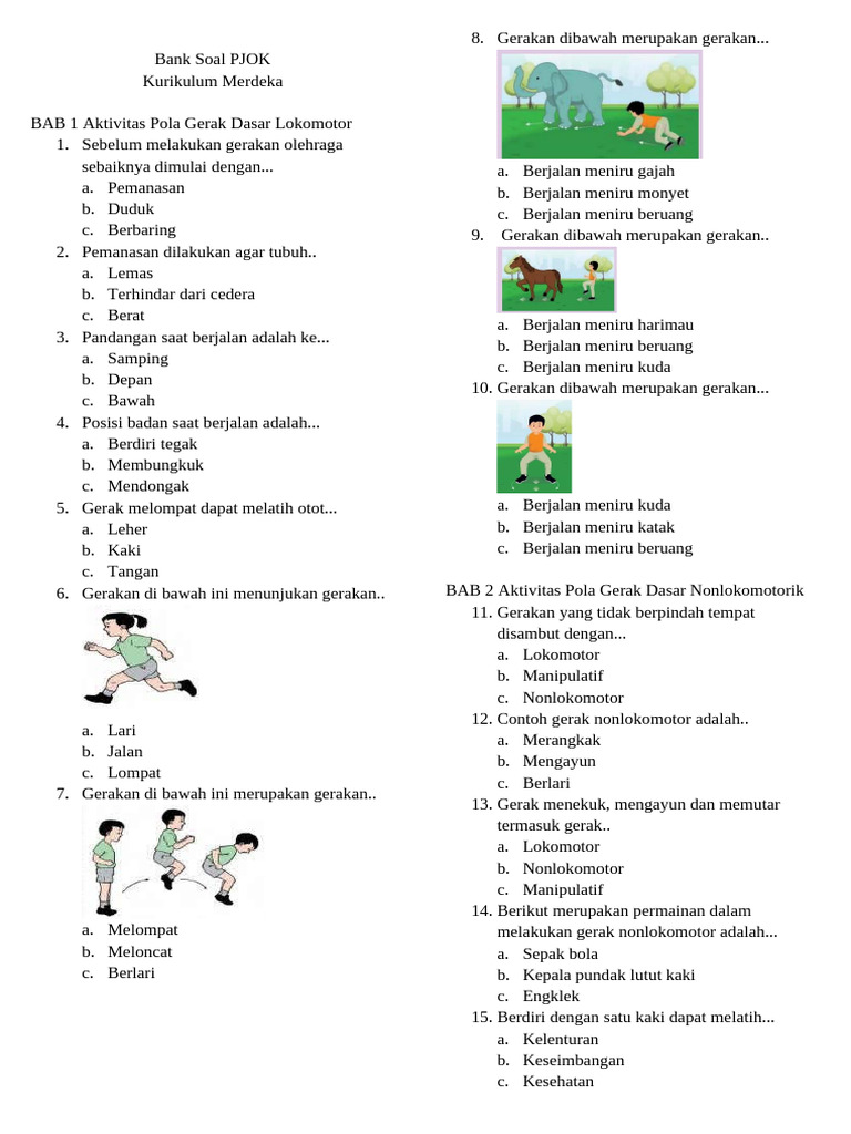 683865703-Soal-PJOK-Kelas-1-Semester-1-Kurikulum-Merdeka - Copy | PDF