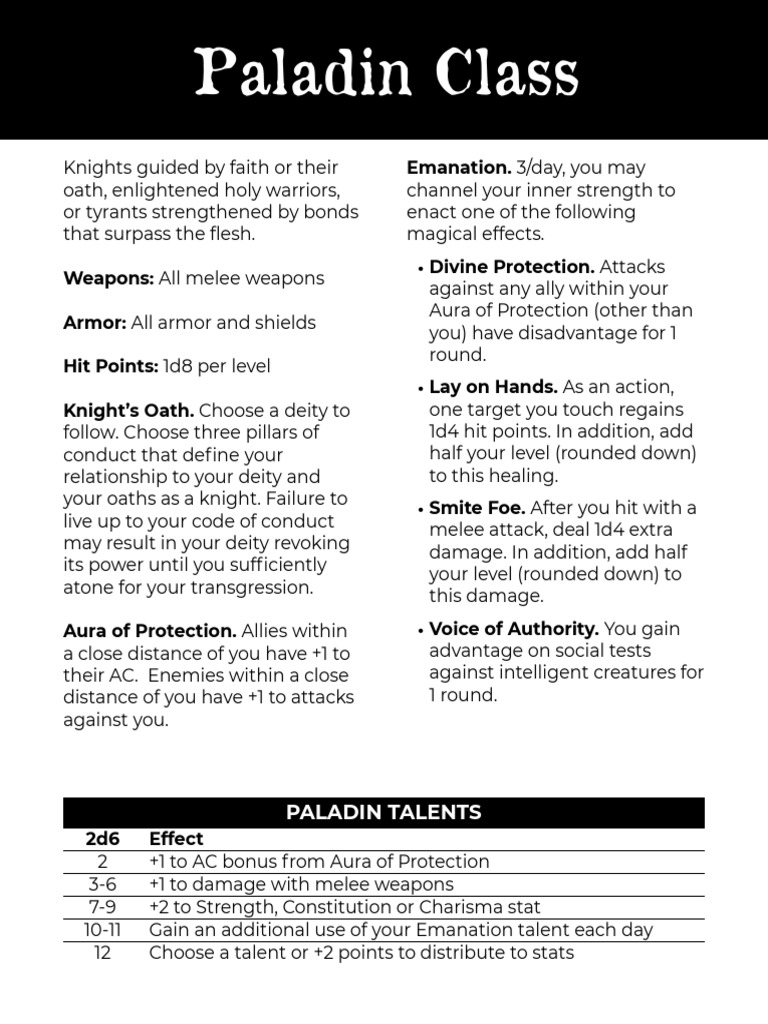 Paladin Class Mock-Up | PDF