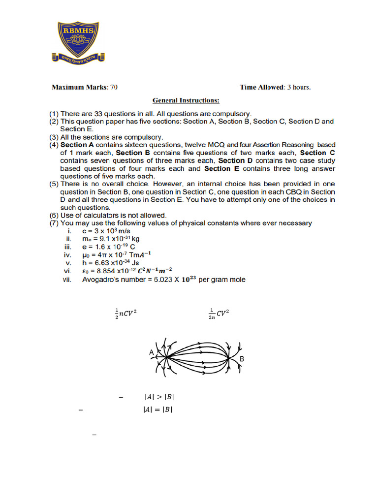 XII Phy Paper PB 2024-25 | PDF | Capacitor | Inductor