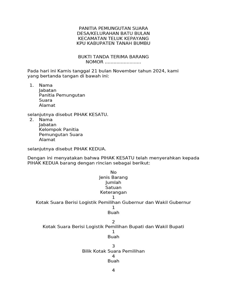 Contoh BTTB PPS Ke TPS | PDF
