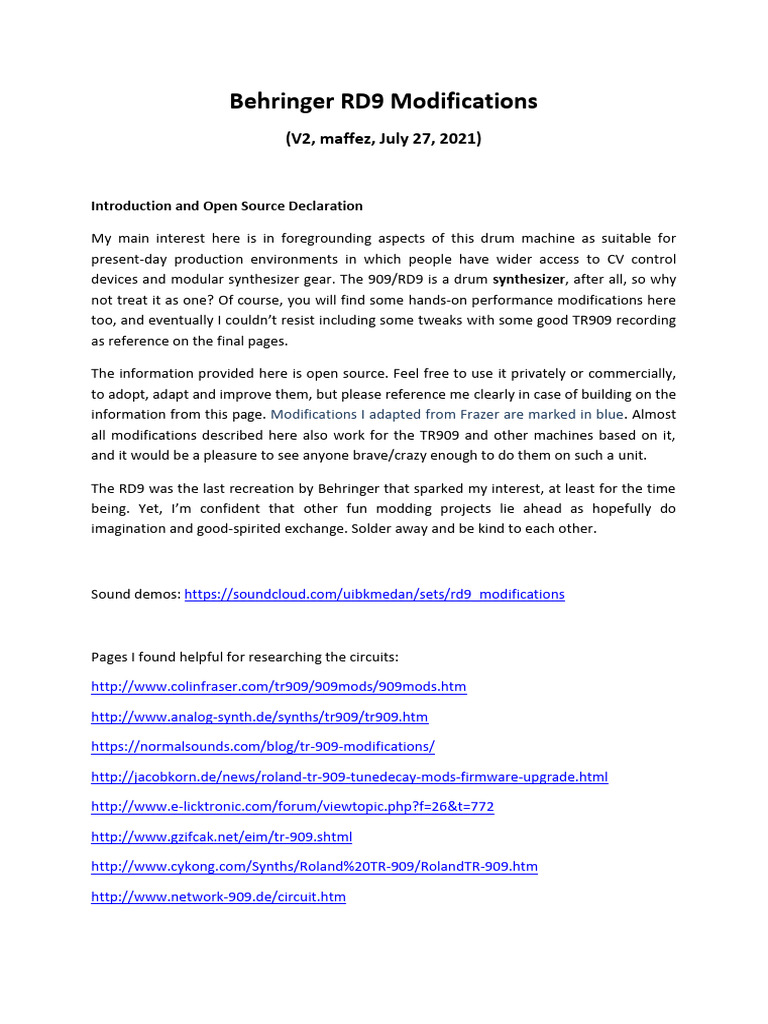 RD9_MODIFICATIONS_V2 | PDF | Operational Amplifier | Electronic Oscillator