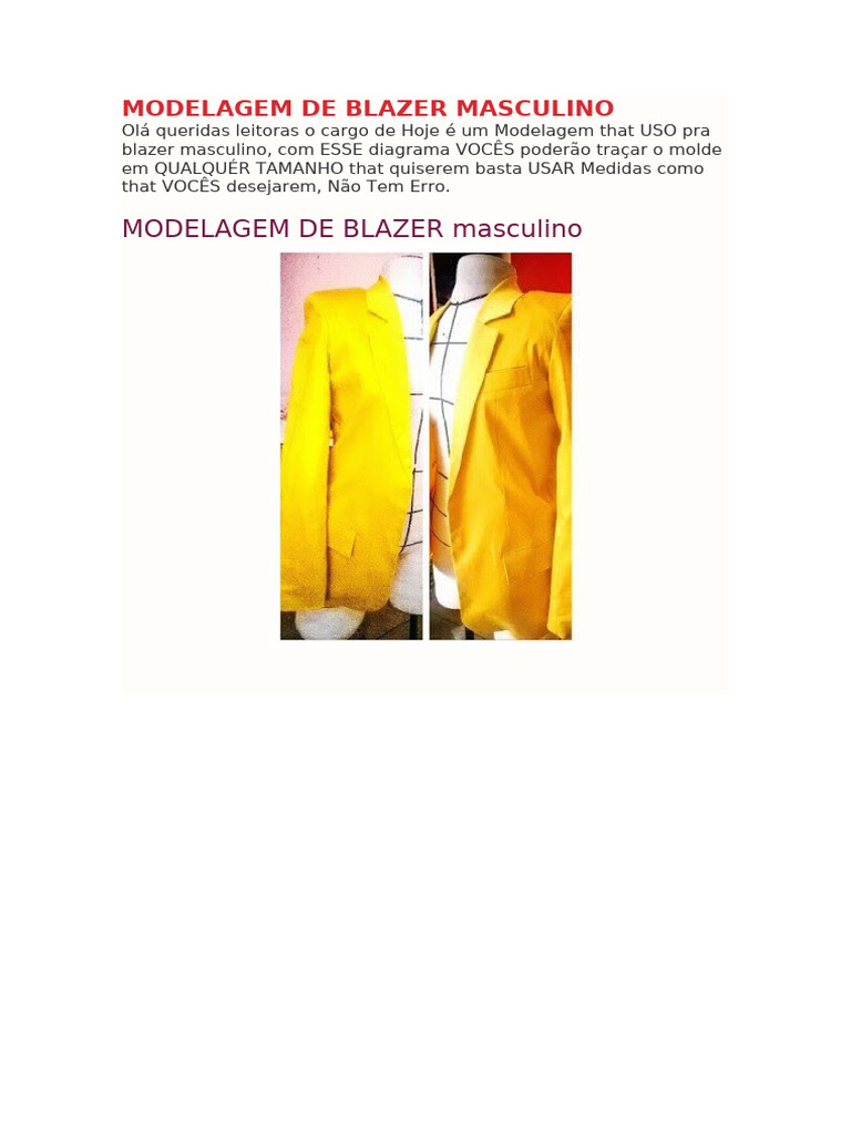 Molde de Blazer Masculino Grátis | PDF