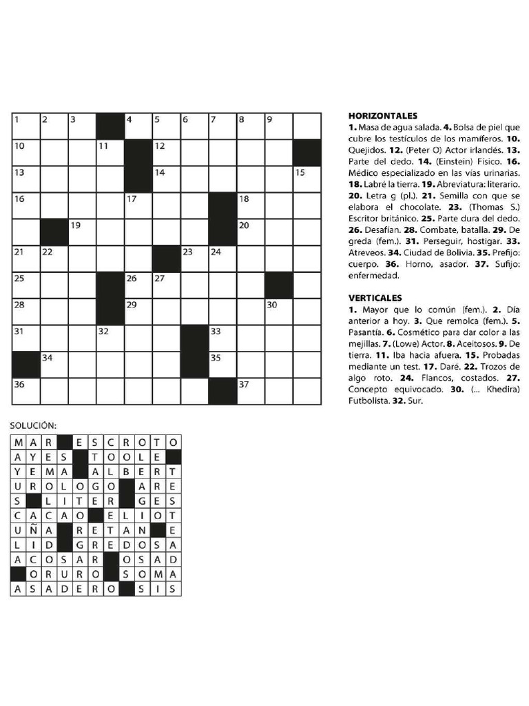 Ficha Pasatiempo Crucigrama 1 | PDF