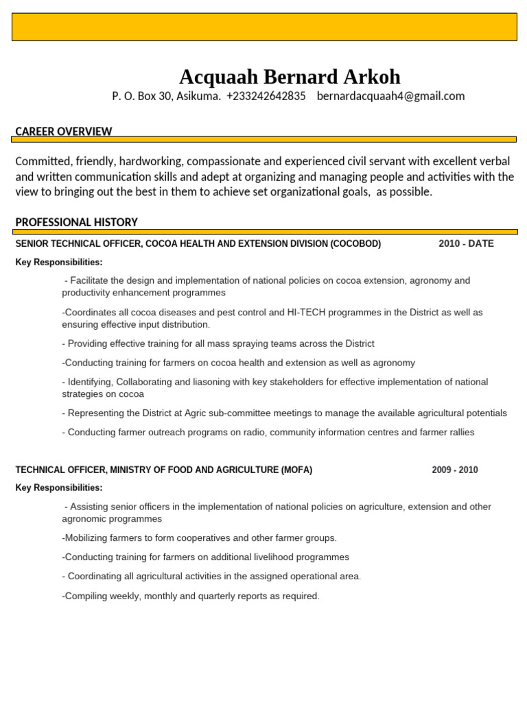 Acquaah Bernard Arkoh - CV | PDF