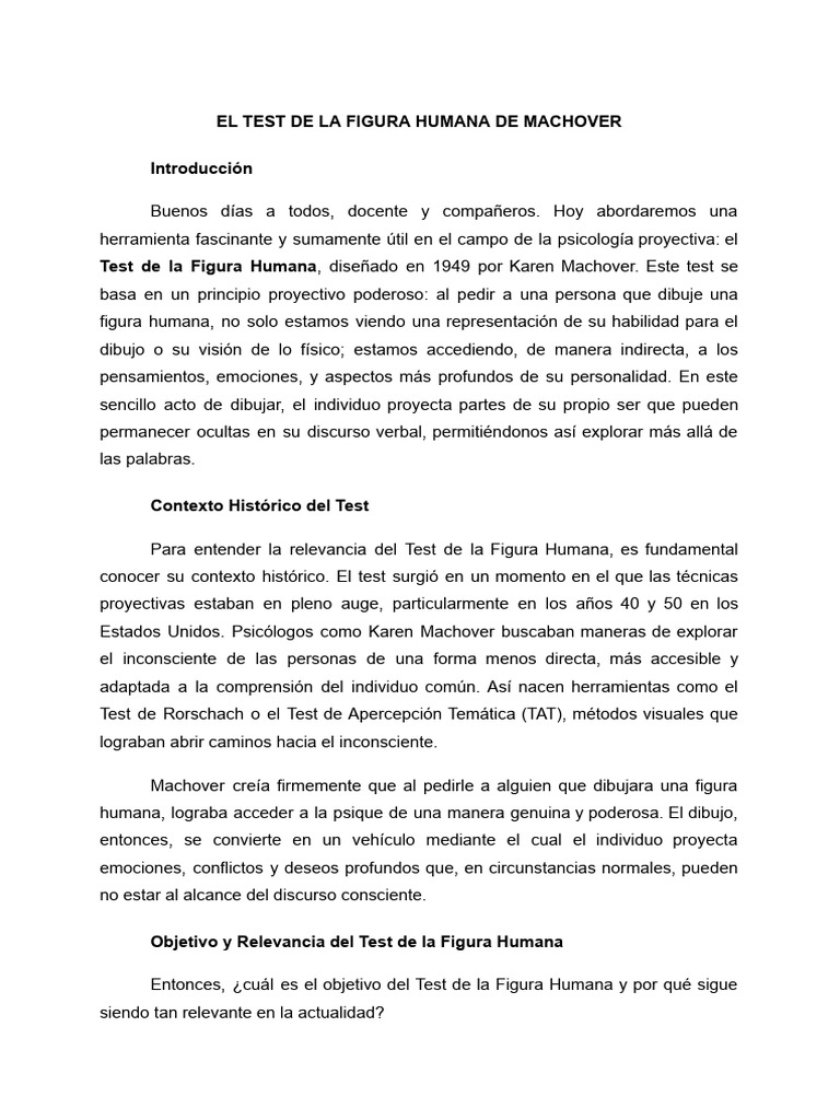 Test de la Figura Humana de Machover | PDF | Conformidad | Sicología