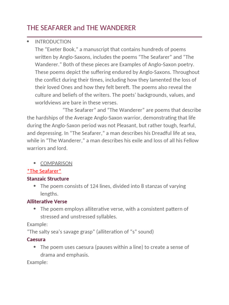 Compare Seafarer N Wanderer | PDF | Poetry | Poetics