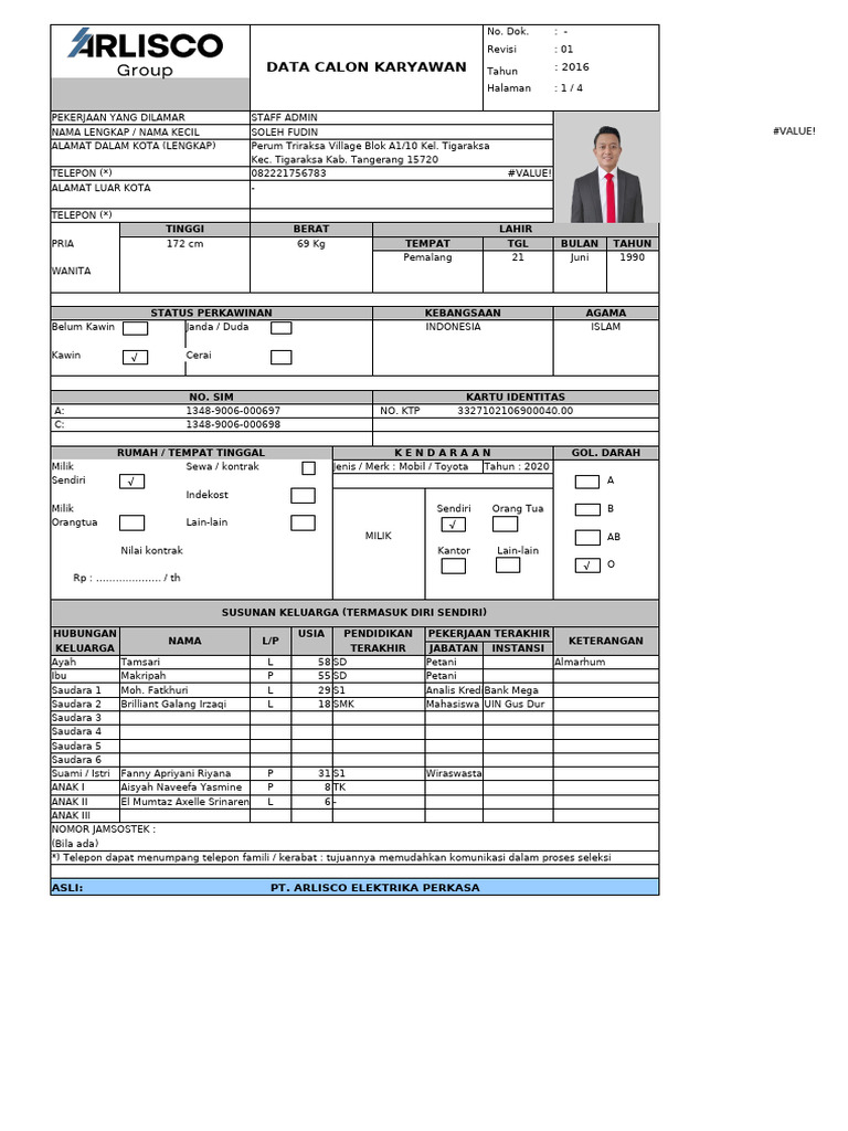 FORM CALON KARYAWAN_AEP | PDF