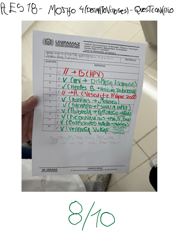 AES 18 - Morfo 4 (Dermatoviroses) - Questionário | PDF