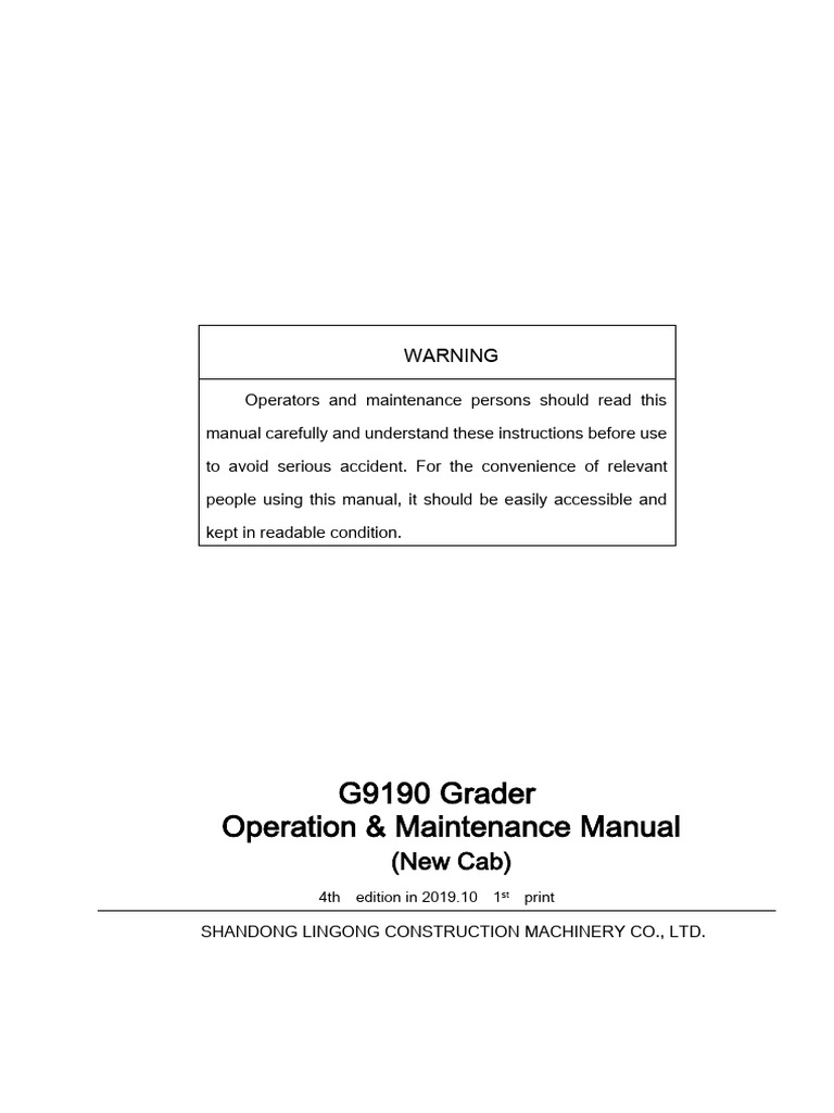 G9190 Grader Operation & Maintenance Guide | PDF | Manual Transmission ...