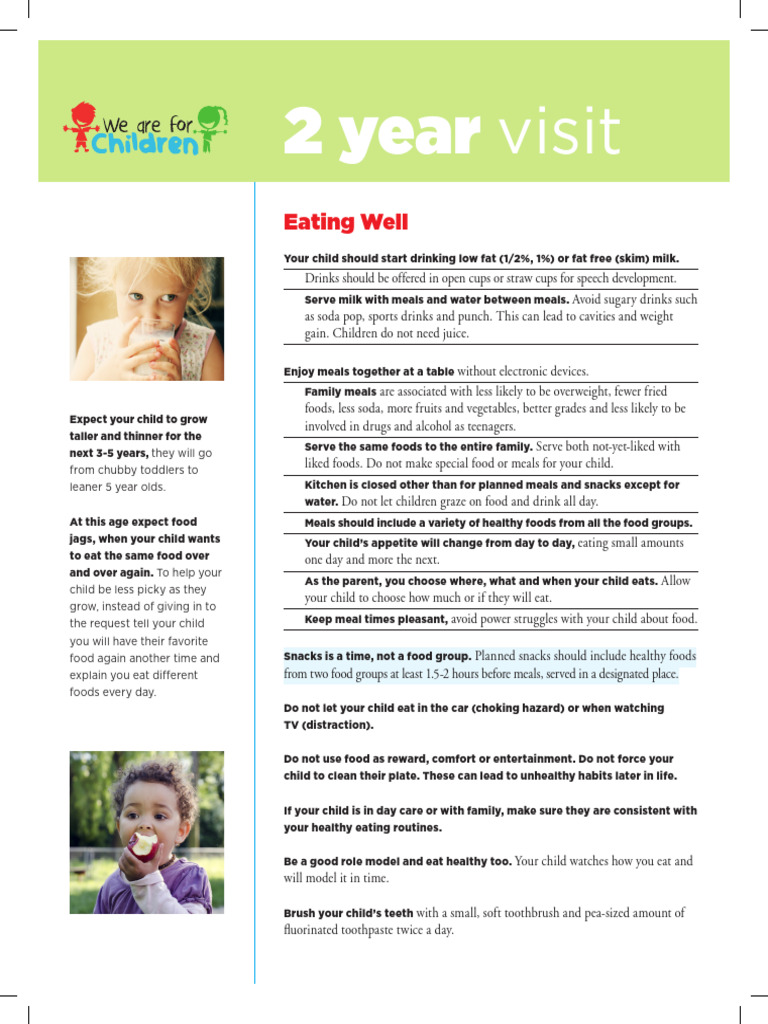 FHPeds 2 Year Handout | PDF | Meal | Foods