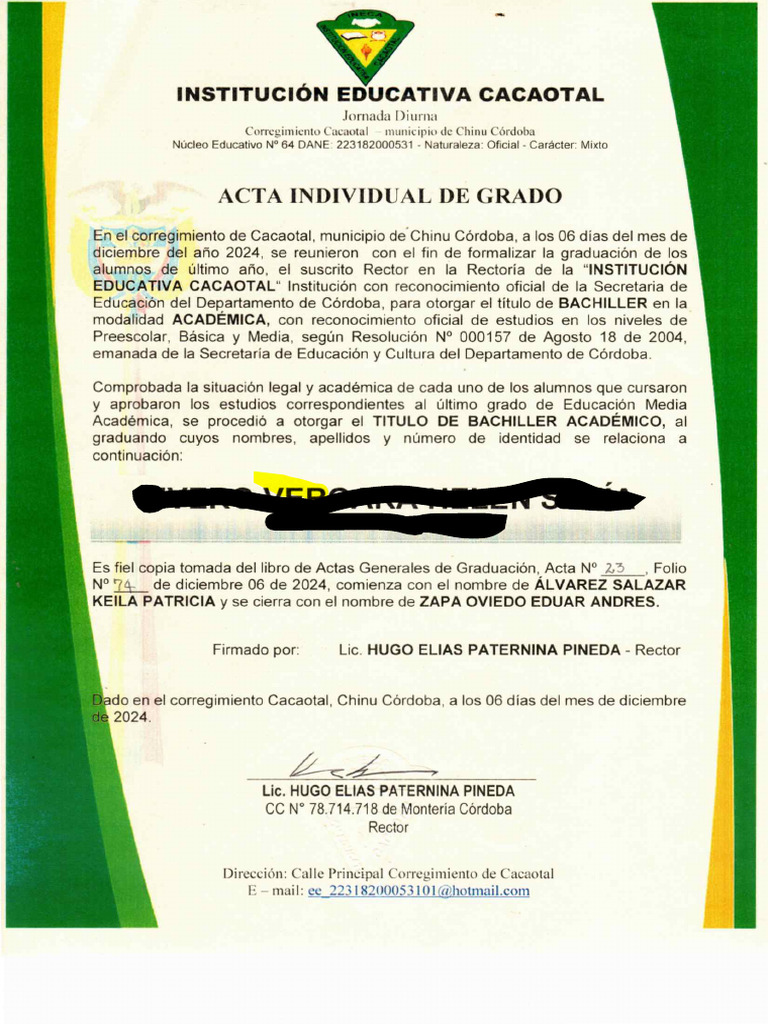 Acta de Grado Helen Sofia | PDF