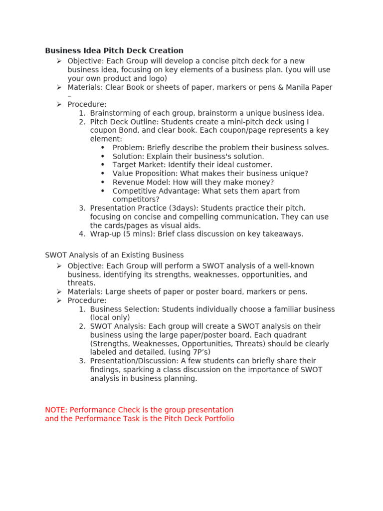 Business Pitch Deck and SWOT Analysis Guide | PDF | Swot Analysis ...