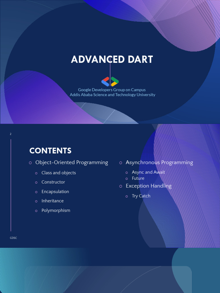GDG Week 2_ Advanced Dart.pptx | PDF | Class (Computer Programming) | Object Oriented Programming