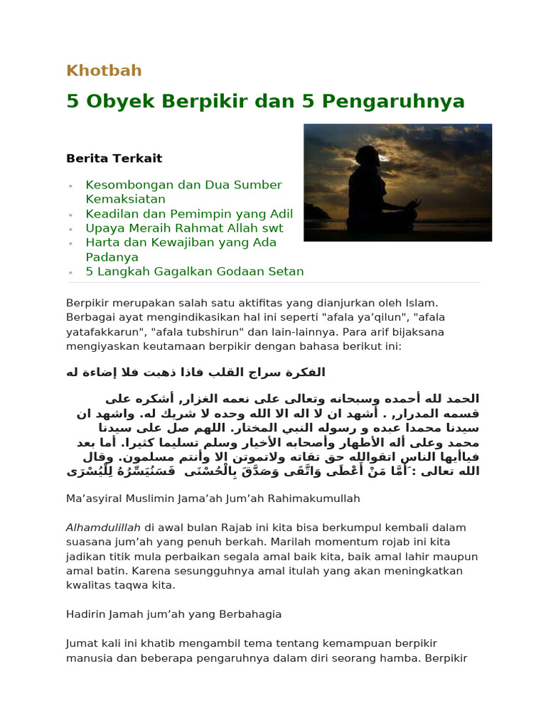 5 Obyek Berpikir Dan 5 Pengaruhnya | PDF