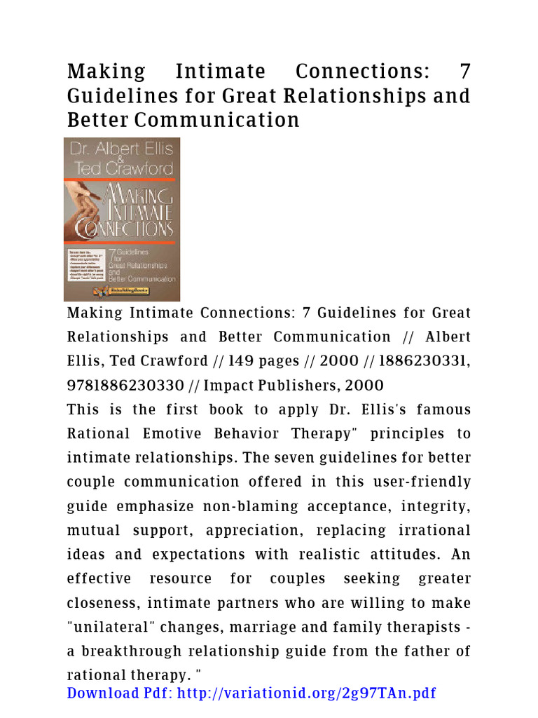 Making Intimate Connections | PDF | Psychotherapy | Rational Emotive ...