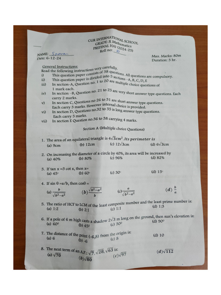 Pre Board Maths | PDF