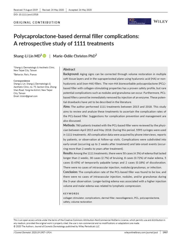Polycaprolactone-based dermal filler complications A retrospective ...