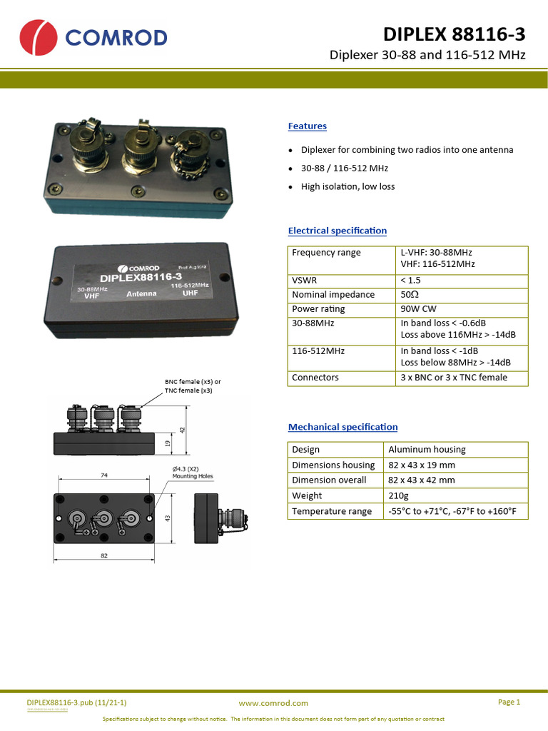 DIPLEX-88116-3 | PDF | Electronic Engineering | Broadcasting