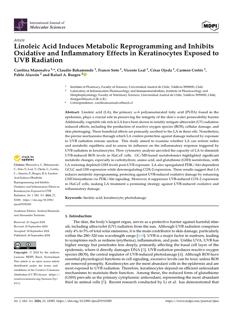 Linoleic Acid Induces Metabolic Reprogramming and Inhibits Oxidative and Inflammatory Effects in ...