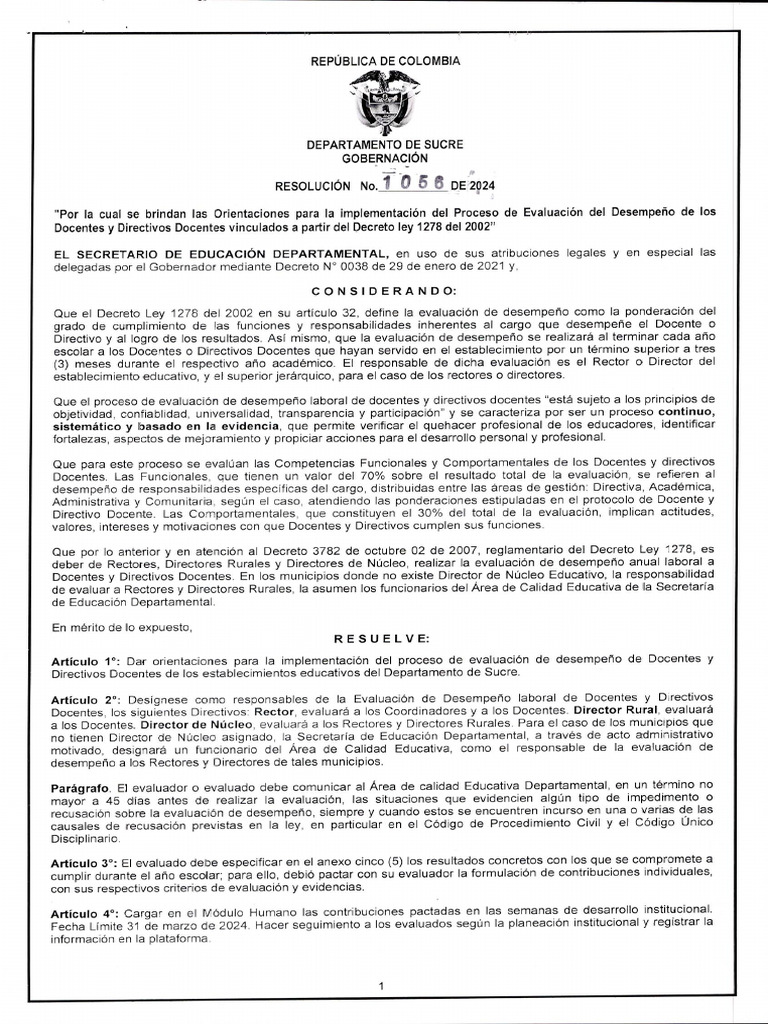 Resolucion 1056 | PDF | Evaluación | Business