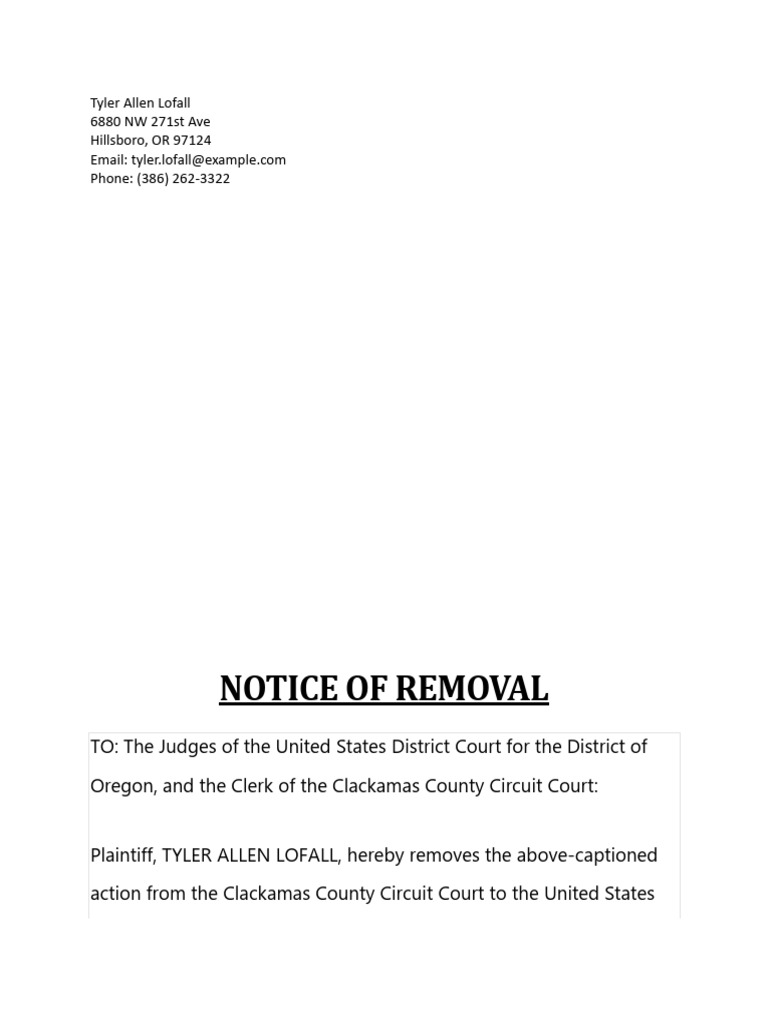 3. Notice of Removal | PDF | Virginia Circuit Court | United States ...