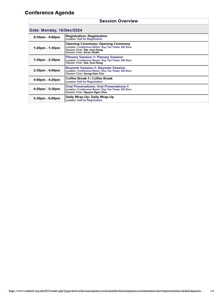 AFM 2024 Agenda | PDF