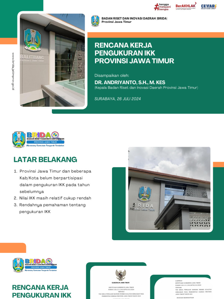 Paparan Kepala BRIDA Jatim Rencana Kerja IKK | PDF