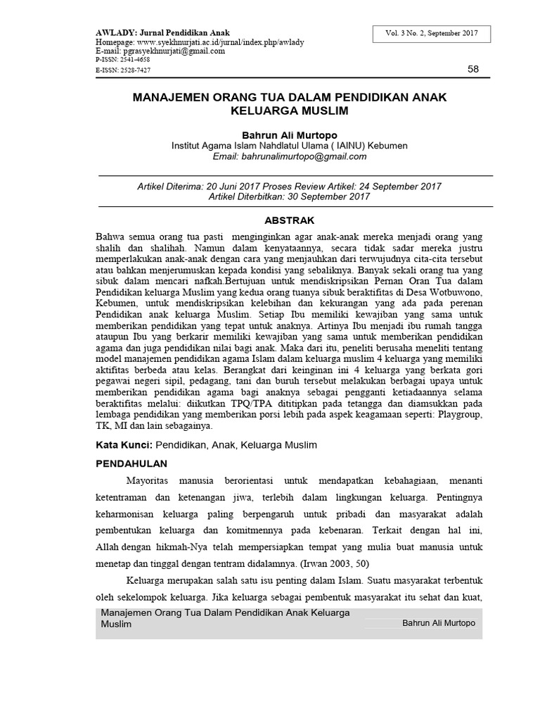 Manajemen Orang Tua THD Anak | PDF