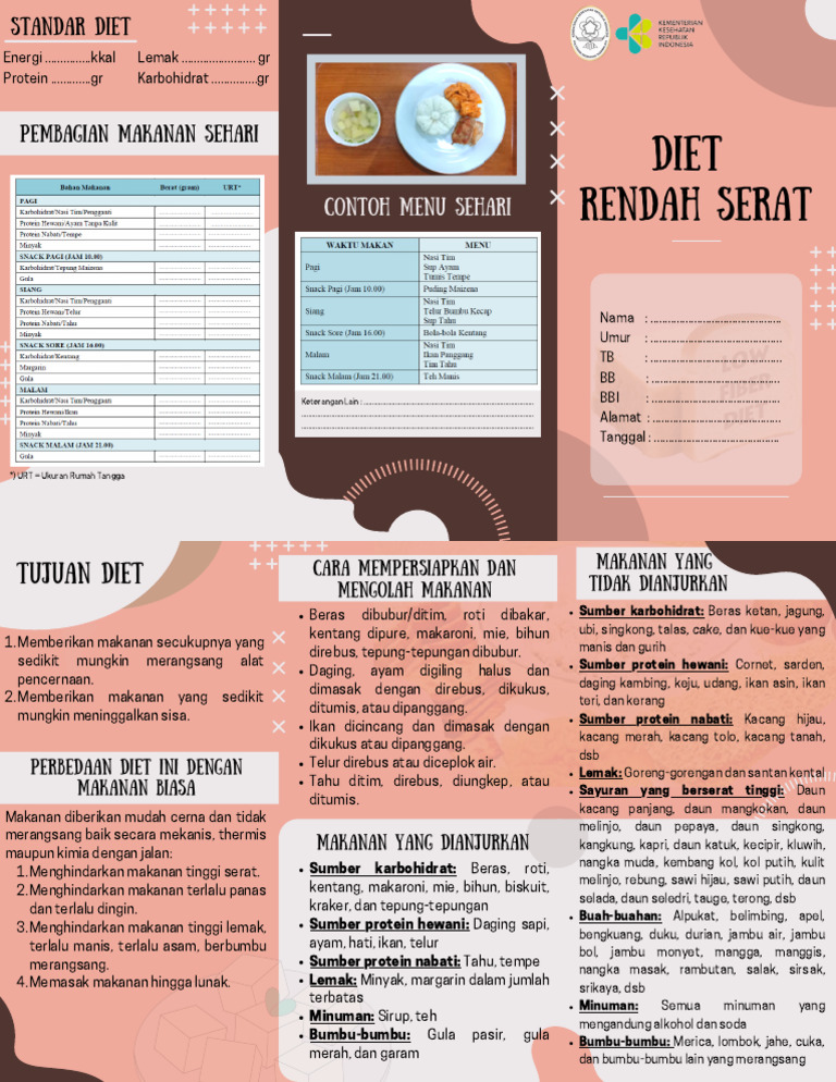 Menu Diet Rendah Serat Sehari-hari | PDF