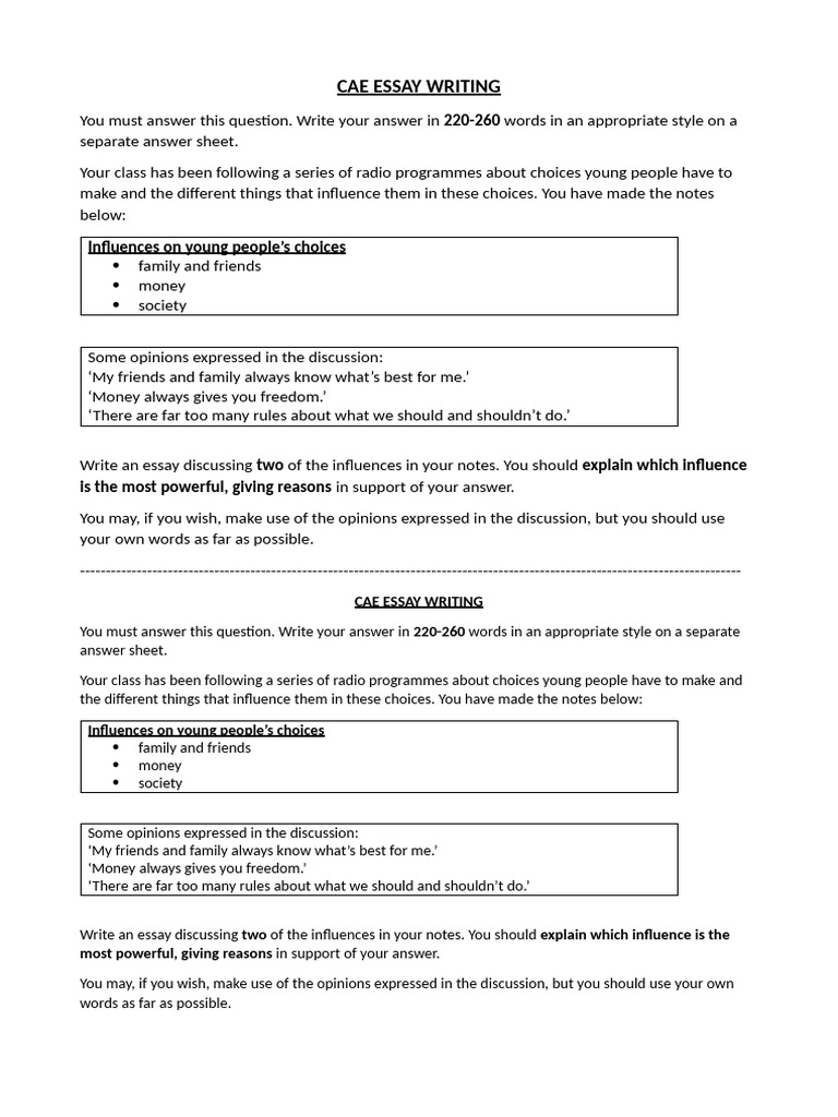 CAE ESSAY WRITING 2024 Task 1 | PDF