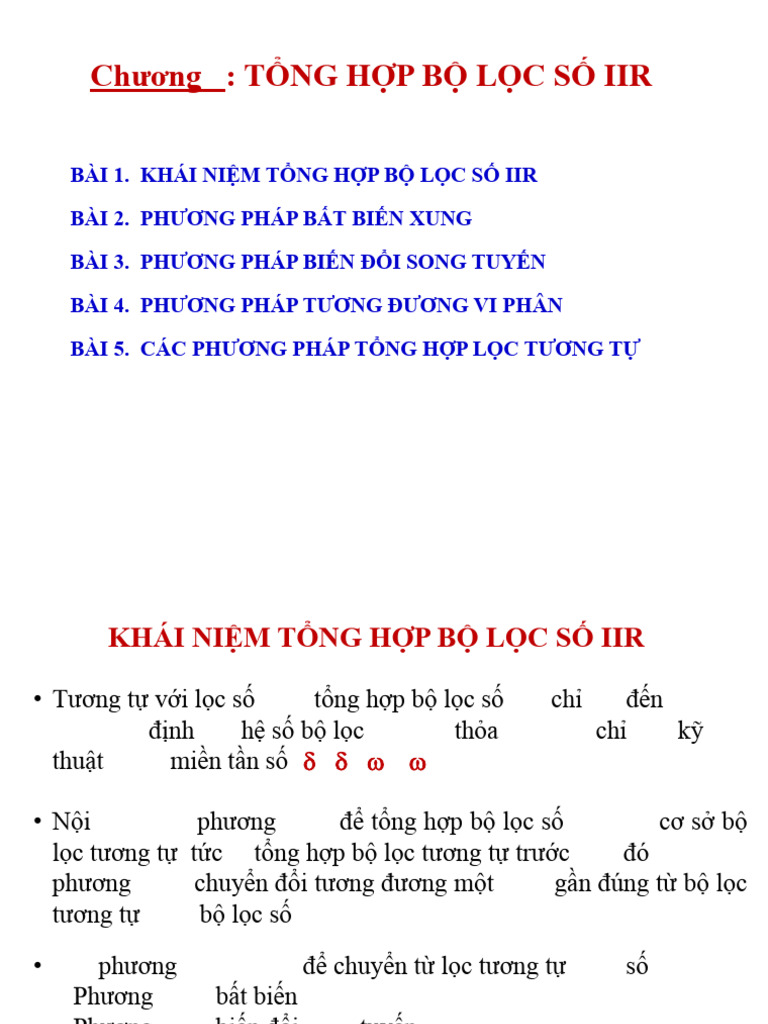 Chương 6. Tổng hợp bộ lọc số IIR | PDF