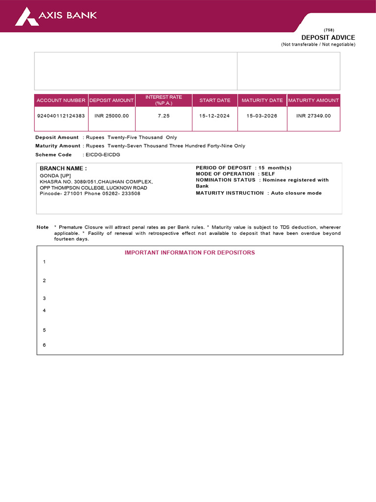 Fixed Deposit Advice_unlocked | PDF | Personal Finance | Taxes