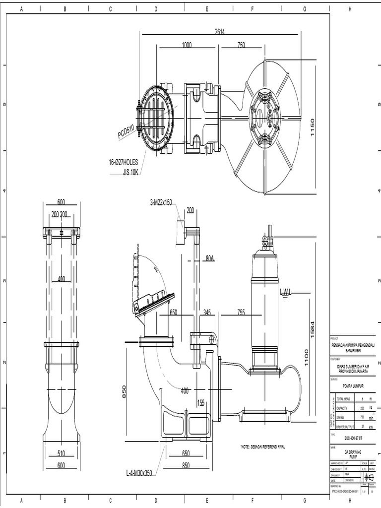 PW224022-GAD-SSC400-001 SSC400-37 8T Pump GA Drawing - Rev 0 | PDF