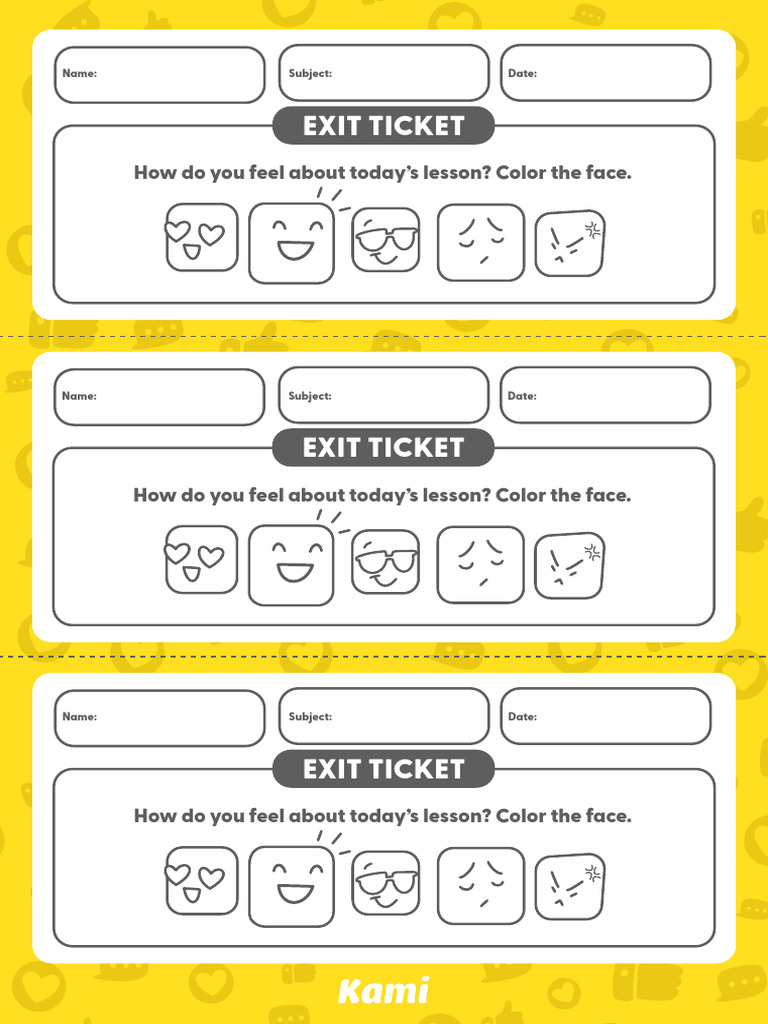 Exit Ticket - Yellow Emoji | PDF