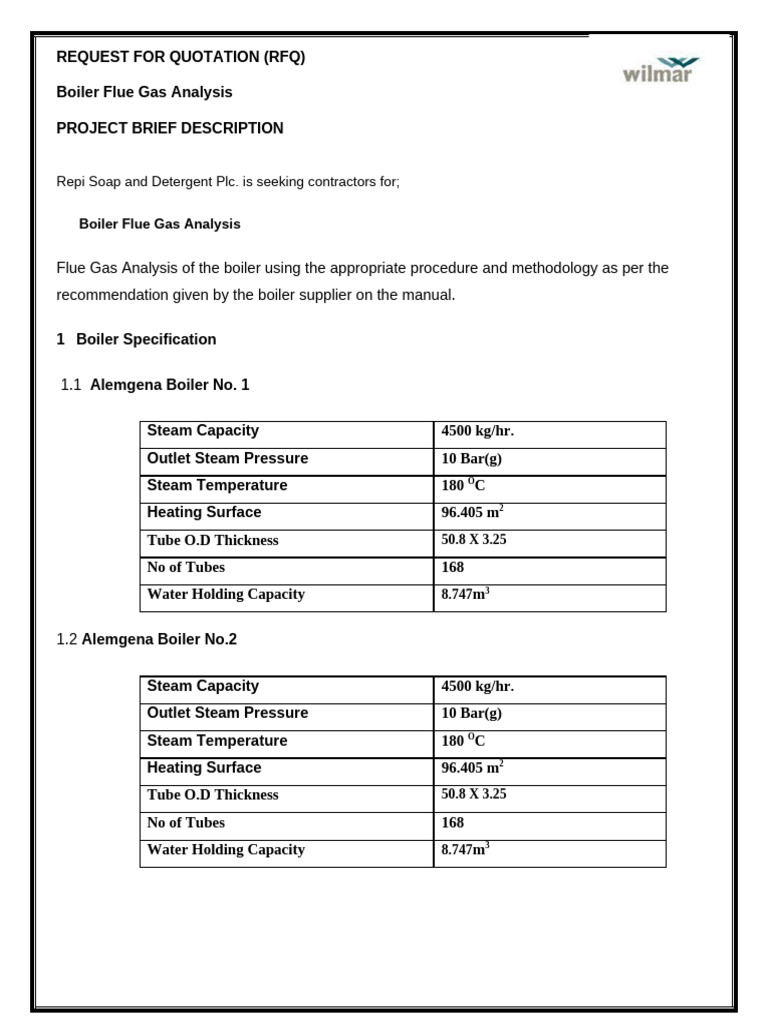 RFQ - Boiler Hydrostatic Test | PDF | Boiler | Steam