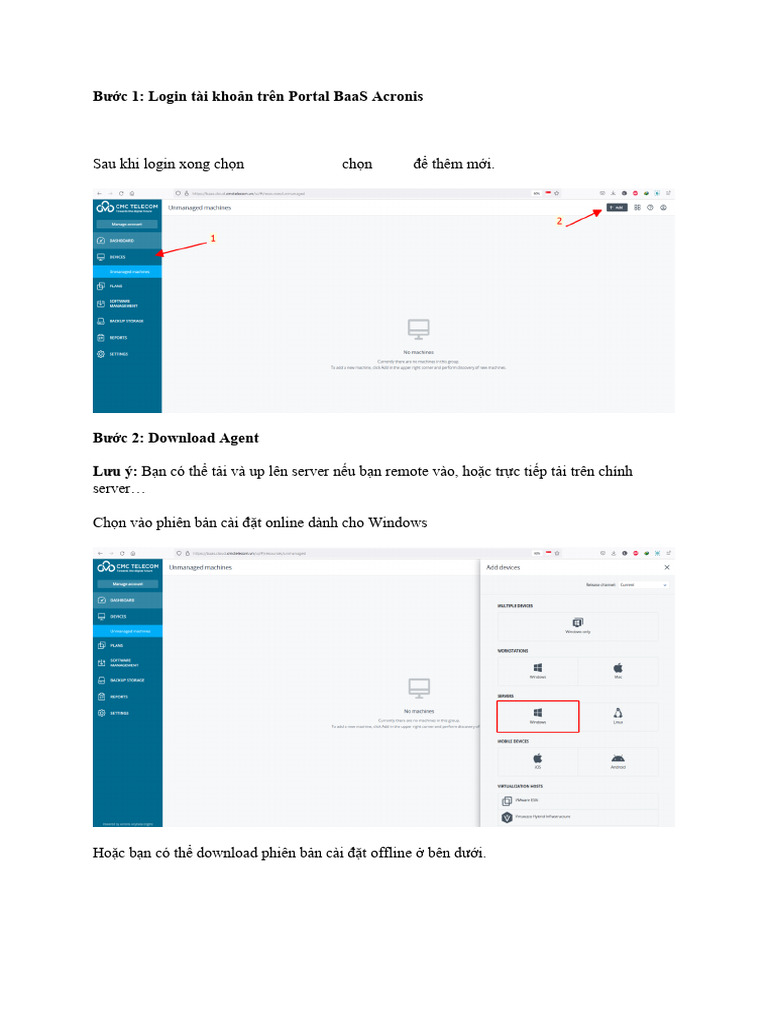Cài đặt Agent BaaS trên Windows Server | PDF