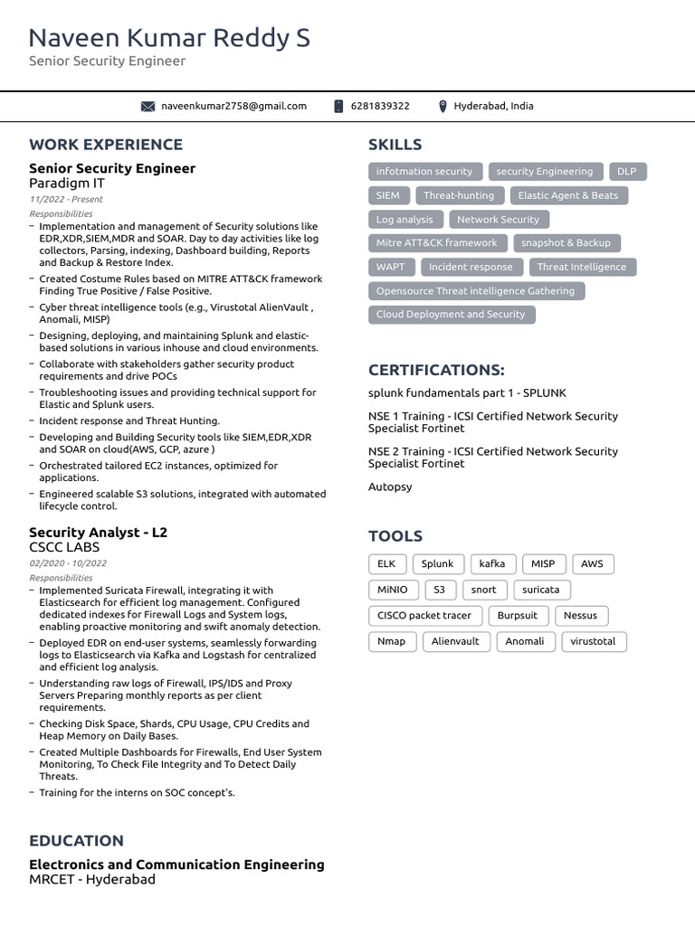 Naveen's Resume | PDF | Cloud Computing | Computer Network