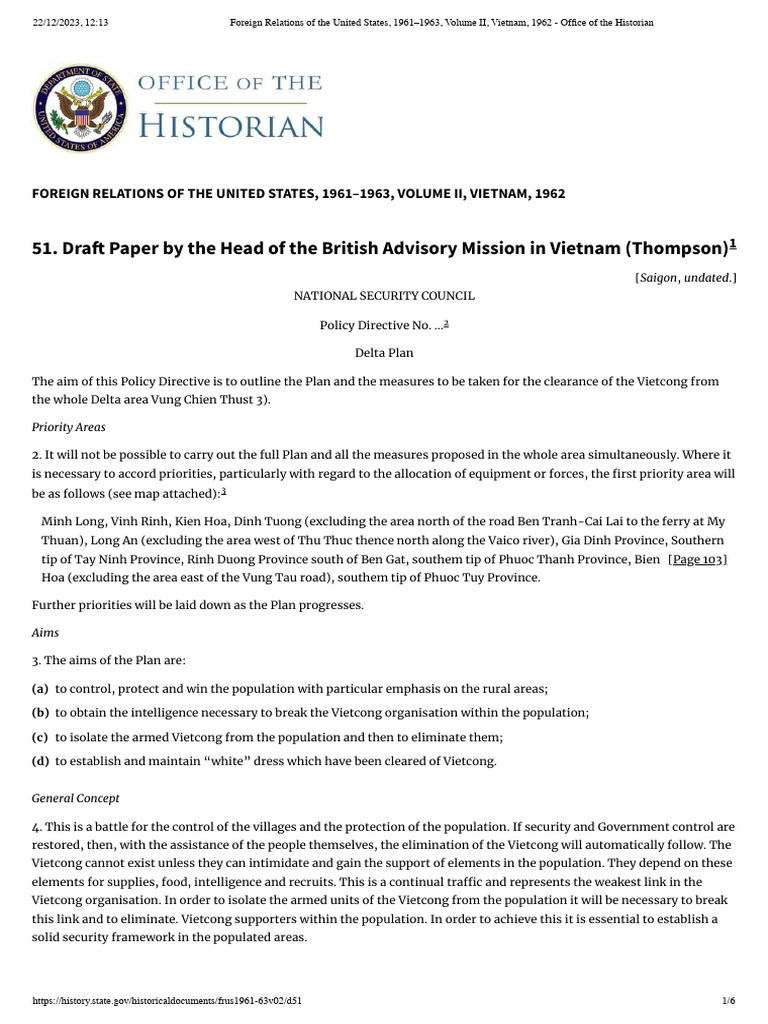 Draft Paper by the Head of the British Advisory Mission in Vietnam (Nd ...