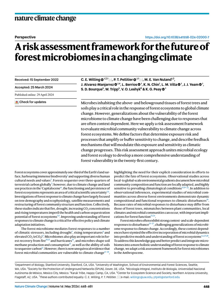 A risk assessment framework for the future of Forest | PDF | Forests ...