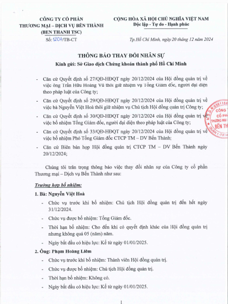 BTT - Thay Doi Nhan Su - Thay Doi Nguoi Noi Bo - Xoa Thong Tin CA Nhan - Ky So | PDF