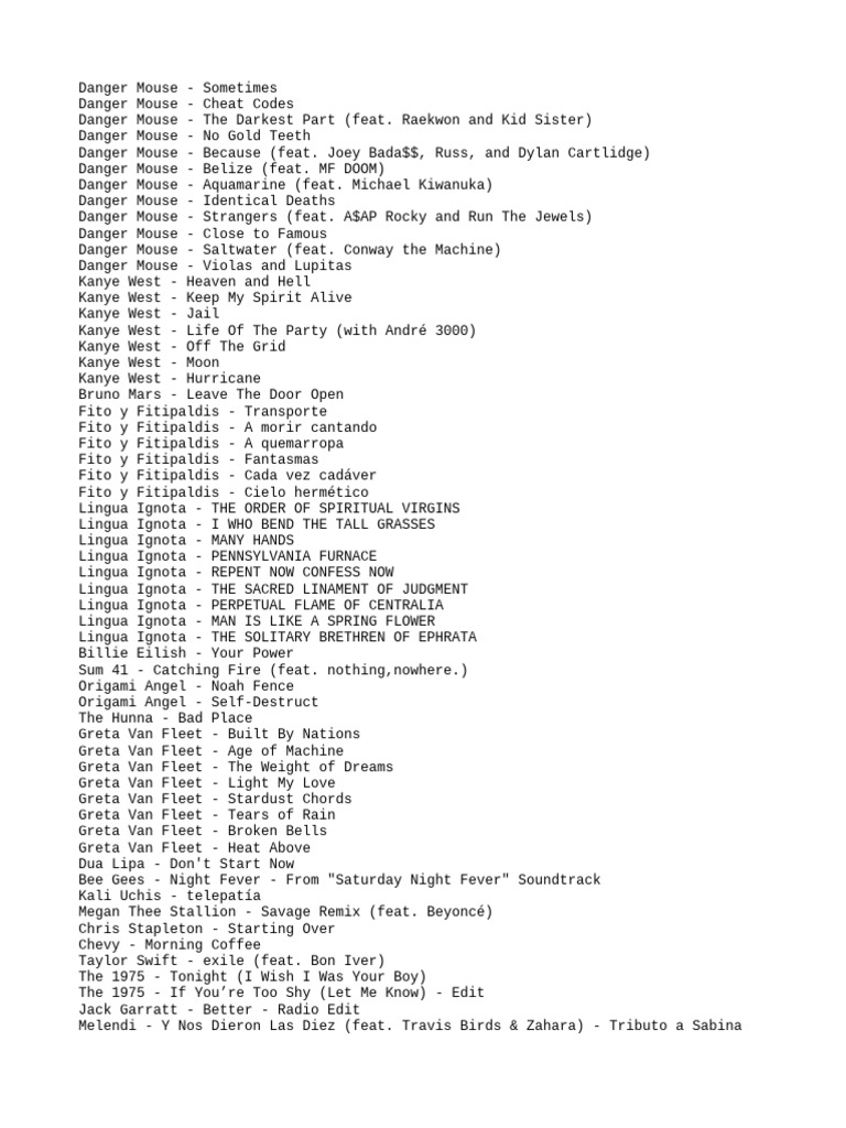 My Spotify Library | PDF | Rock Music | Musicians