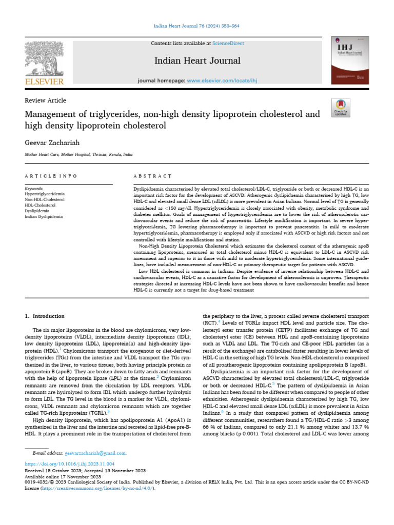 Management of Triglycerides 2024 | PDF | Low Density Lipoprotein | High ...
