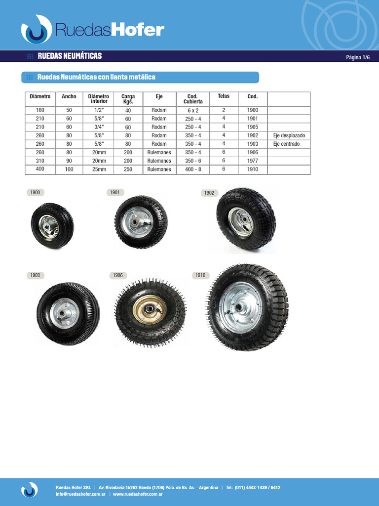Especificaciones de Ruedas Neumáticas | PDF