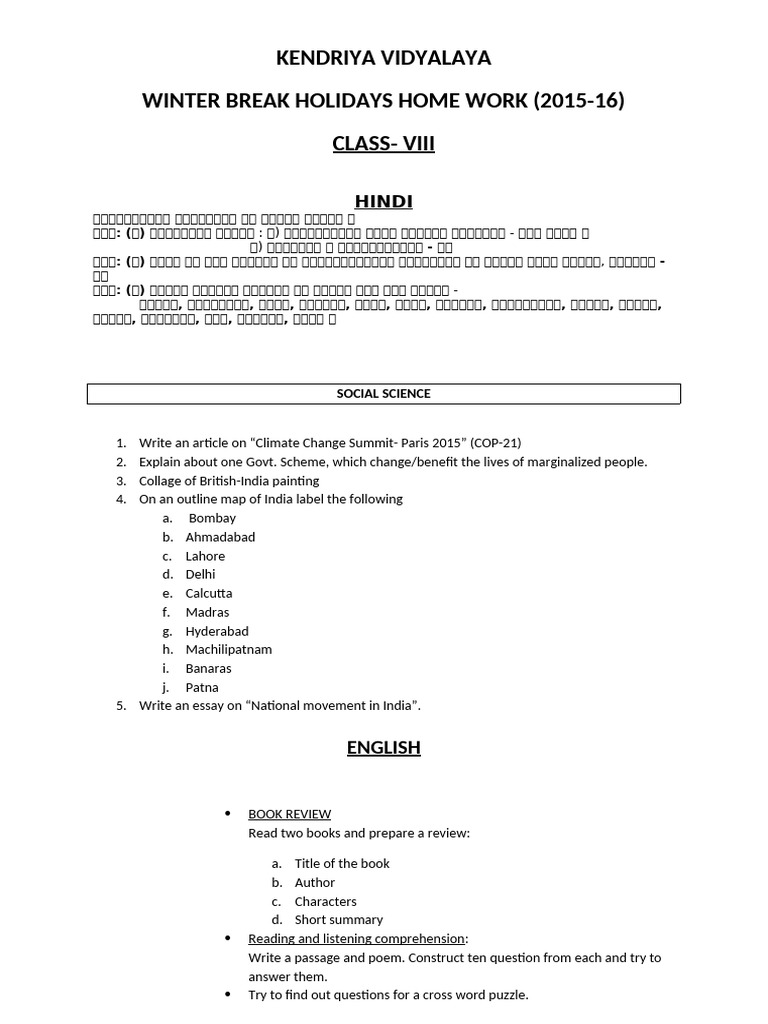 Class VIII Winter Holidays Homework | PDF | Area | Geometric Shapes