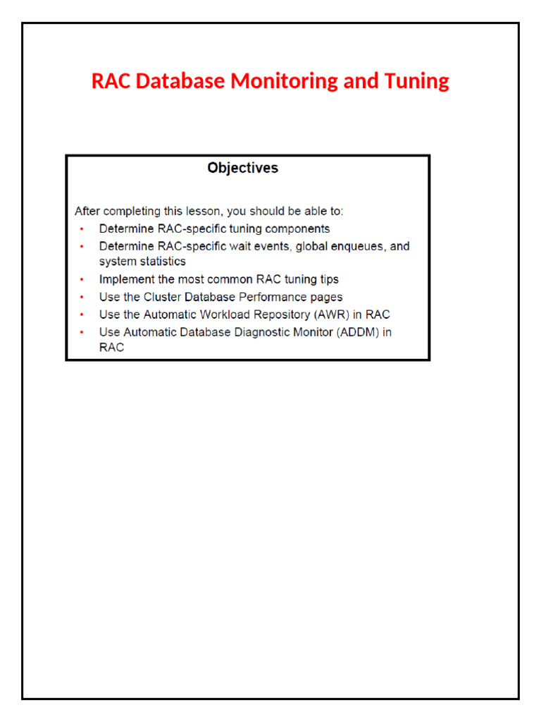 RAC Database Monitoring and Tuning | PDF | Databases | Database Index
