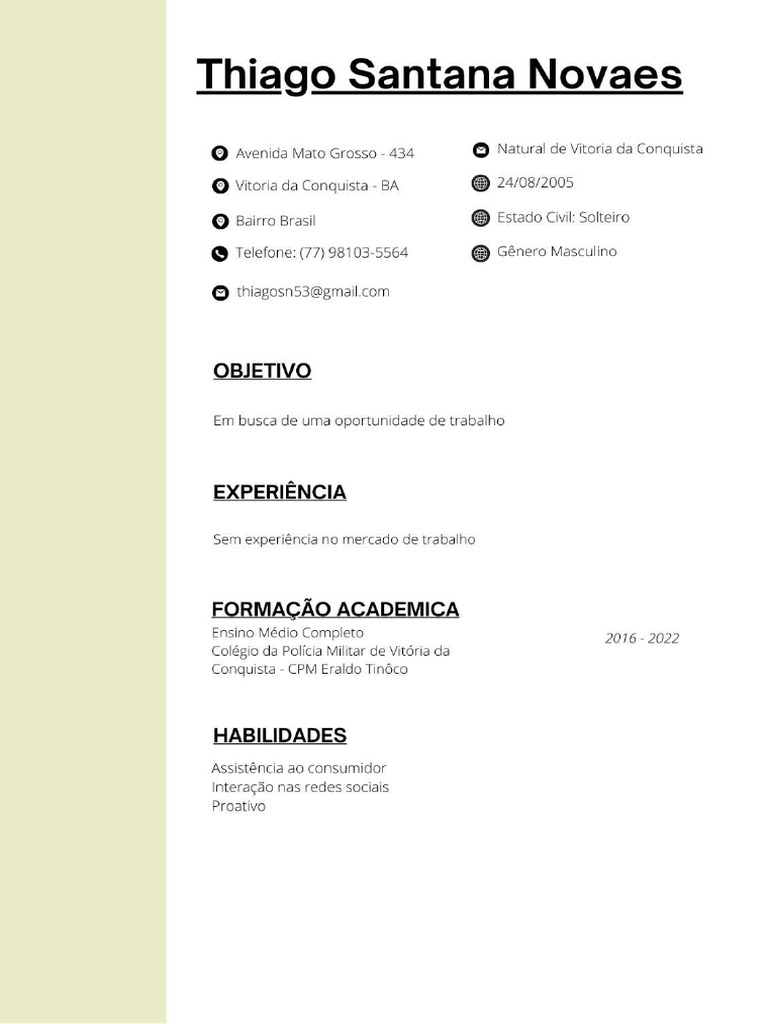 Currículo de Thiago | PDF